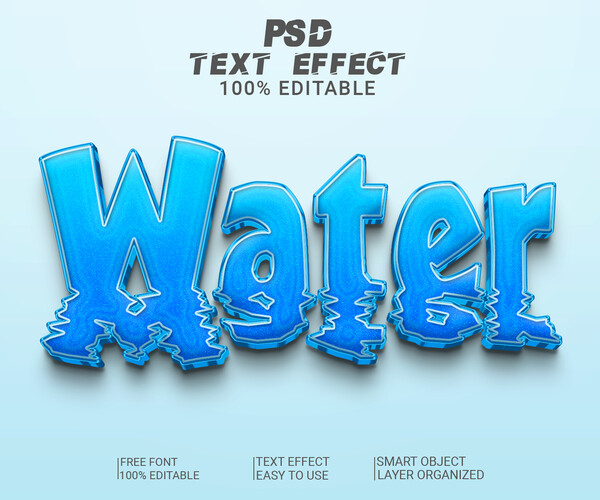 ArtStation - 3D Water PSD fully editable text effect. Layer style PSD mockup template. | Artworks