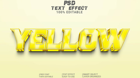 ArtStation - 3D Yellow PSD fully editable text effect. Layer style PSD ...