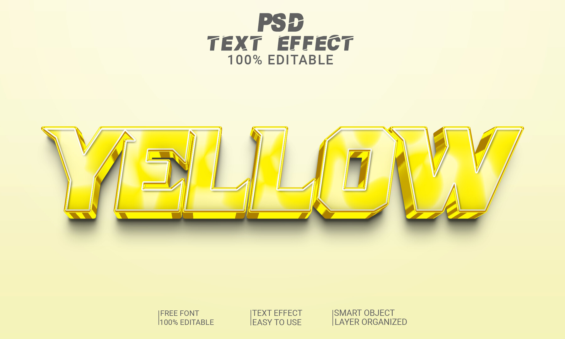 ArtStation - 3D Yellow PSD fully editable text effect. Layer style PSD ...