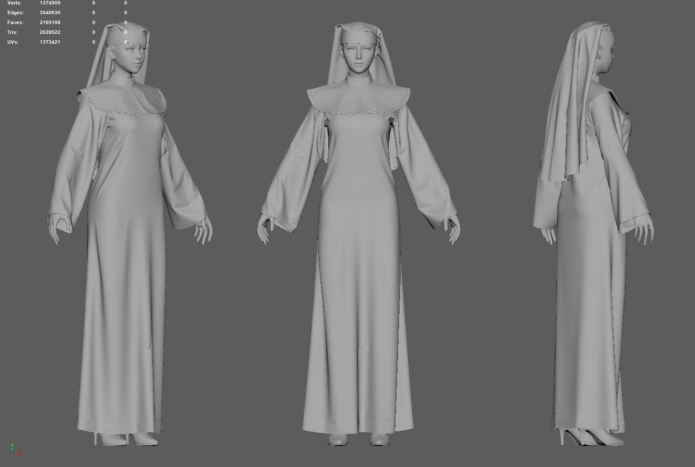 ArtStation - Nun suit Marvelous designer project 3D model girl female ...