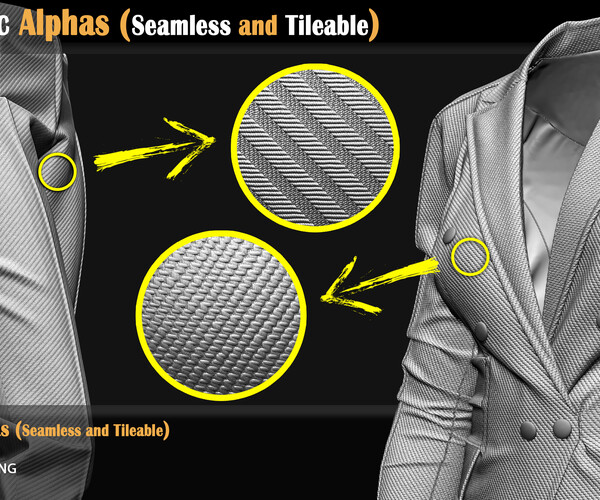 ArtStation - 50 Fabric Alphas (Seamless and Tileable) + Video (Vol 03 ...