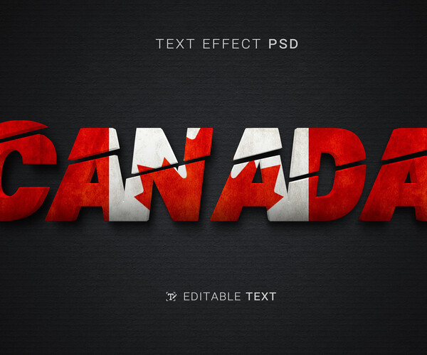 ArtStation - 3D Canada PSD fully editable text effect. Layer style PSD ...
