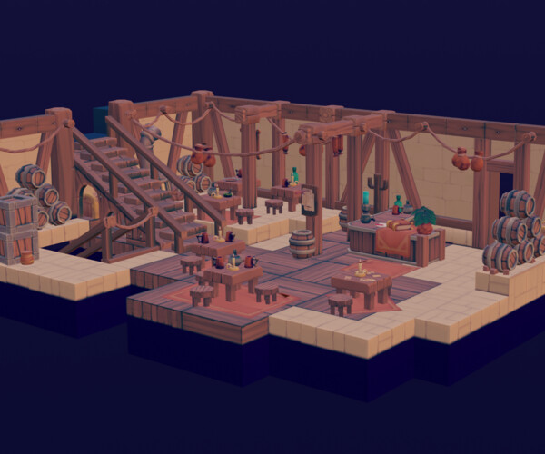 ArtStation - CARTOON HOUSE INTERIOR LOW POLY | Game Assets