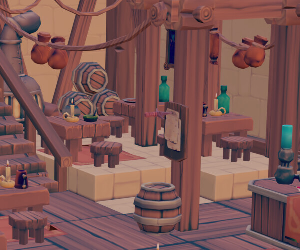 ArtStation - CARTOON HOUSE INTERIOR LOW POLY | Game Assets