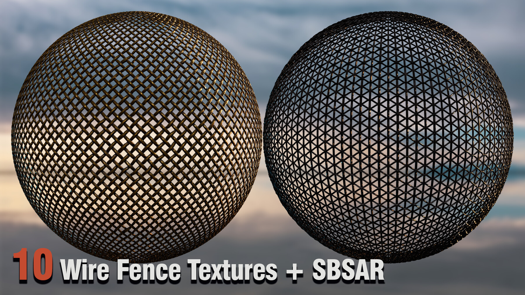 ArtStation - 10 Wire Fence Textures + .SBSAR | Resources