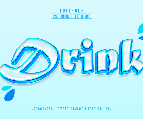 ArtStation - 3D Drink PSD fully editable text effect. Layer style PSD ...