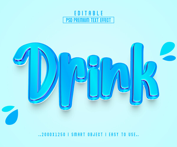 ArtStation - 3D Drink PSD fully editable text effect. Layer style PSD ...