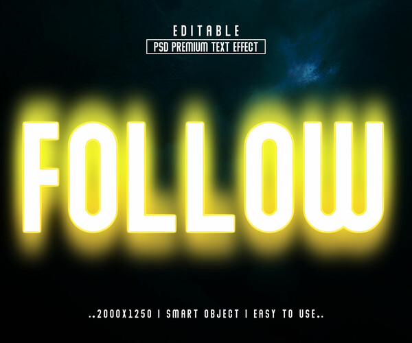 ArtStation - 3D Follow PSD fully editable text effect. Layer style PSD ...