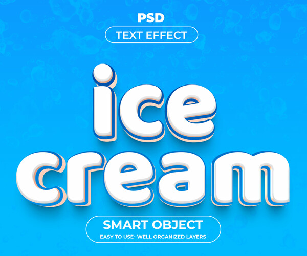 ArtStation - 3D Ice cream PSD fully editable text effect. Layer style ...