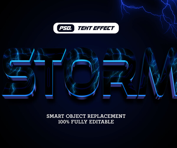 ArtStation - 3D Storm PSD fully editable text effect. Layer style PSD mockup template. | Artworks