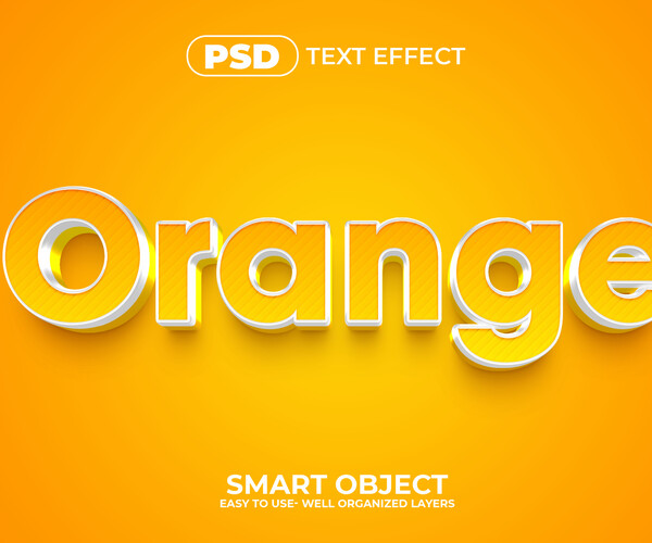 ArtStation - 3D Orange PSD fully editable text effect. Layer style PSD ...
