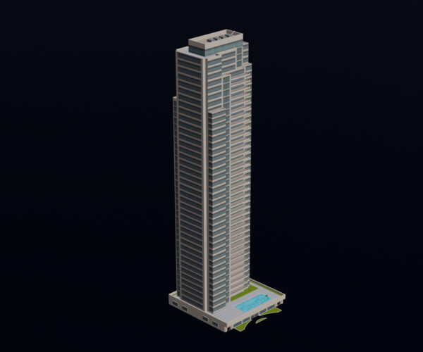 ArtStation - HIGH RISE BUILDING GAME READY LOW POLY | Game Assets