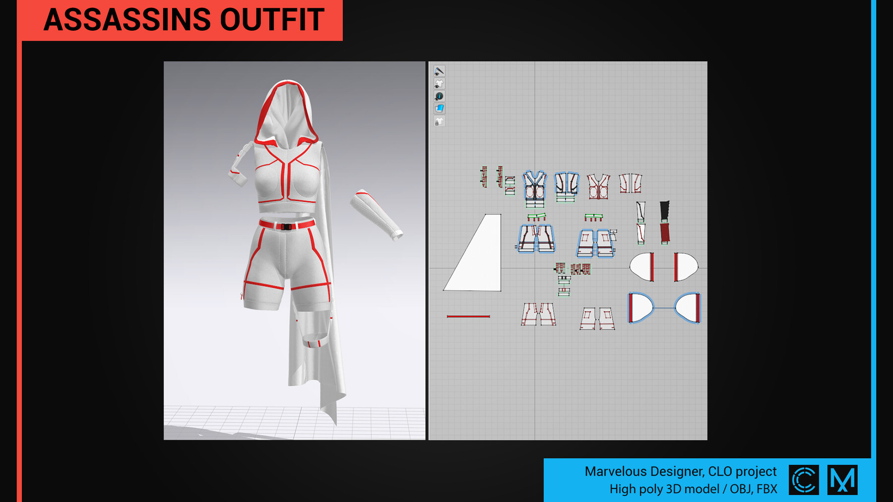 ArtStation - Assassins outfit - Marvelous Designer, CLO project ...