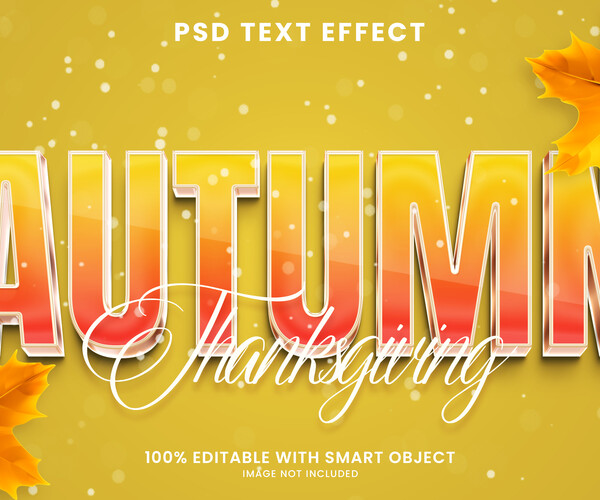 ArtStation - 3D Autumn PSD fully editable text effect. Layer style PSD ...