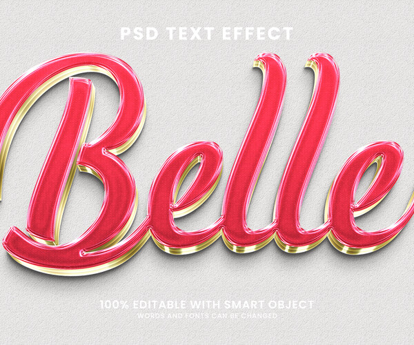 ArtStation - 3D Belle PSD fully editable text effect. Layer style PSD ...