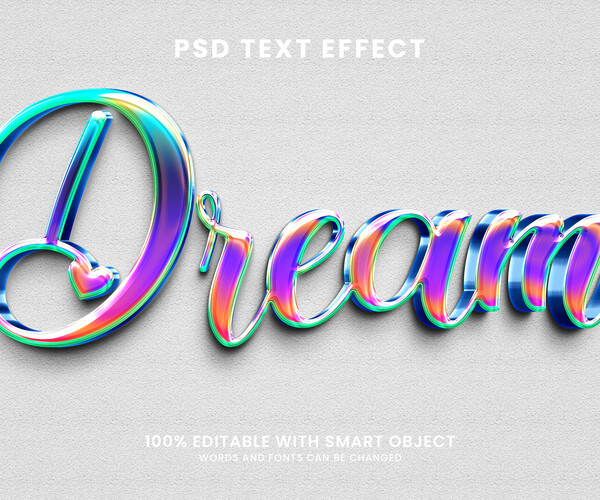 ArtStation - 3D Dream PSD fully editable text effect. Layer style PSD ...