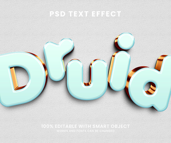ArtStation - 3D Druid PSD fully editable text effect. Layer style PSD ...