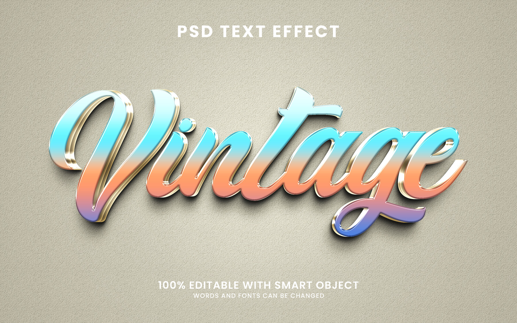 ArtStation - 3D Vintage PSD fully editable text effect. Layer style PSD ...
