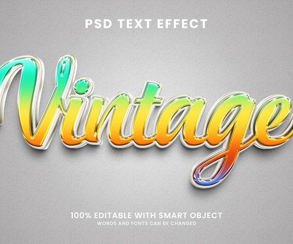 ArtStation - 3D Vintage PSD fully editable text effect. Layer style PSD ...