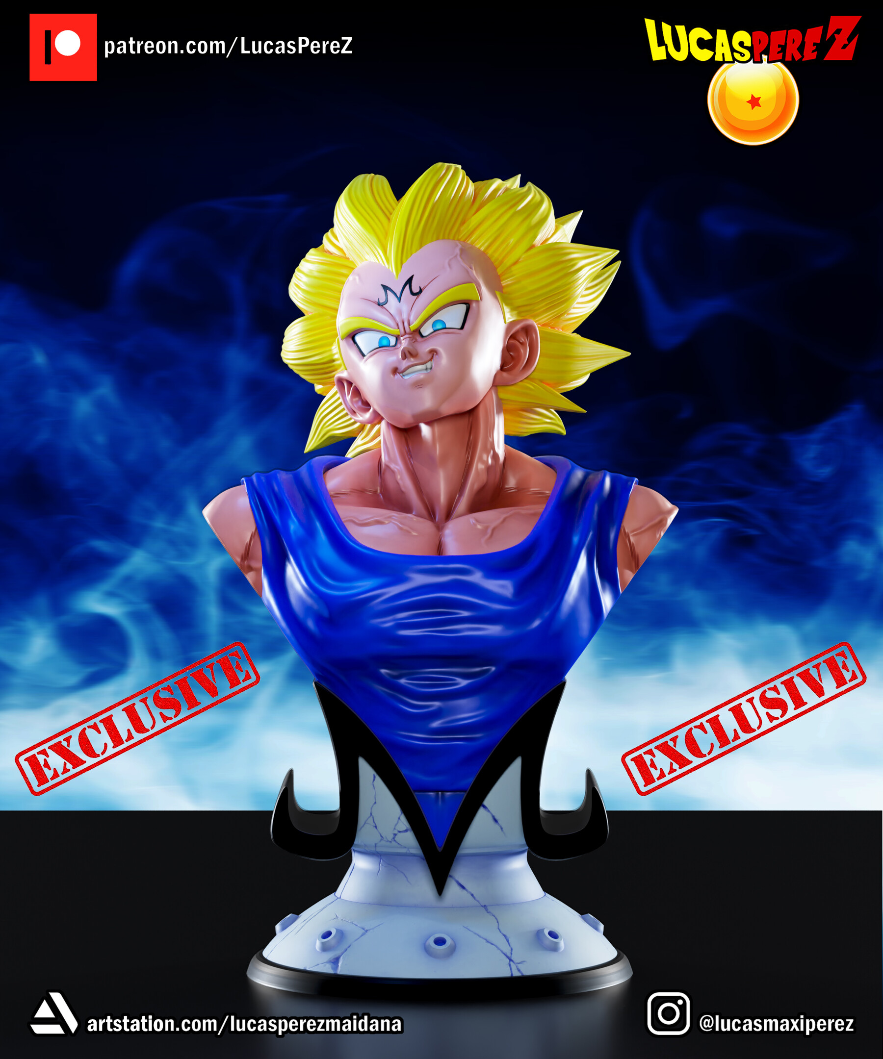 ArtStation - MAJIN VEGETA 3D BUST - DRAGON BALL | Resources