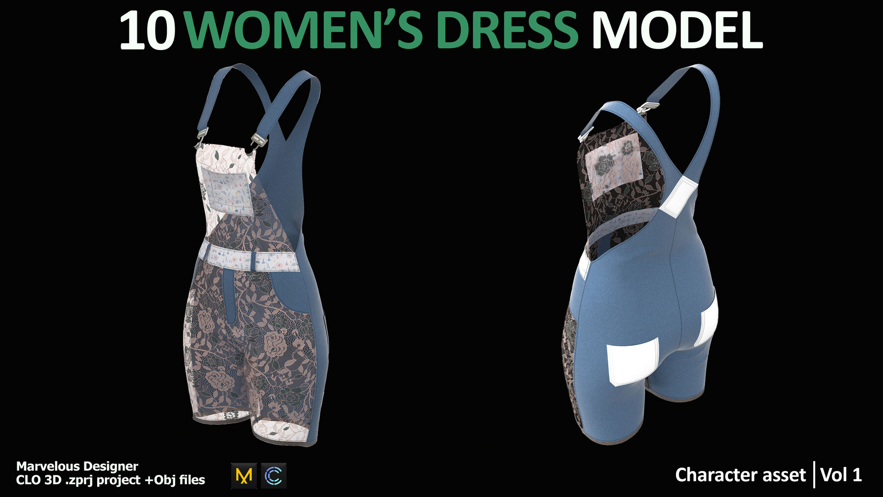 ArtStation - 10 WOMEN’S DRESS MODEL / Marvelous Designer / Clo3D+ ZPRJ ...