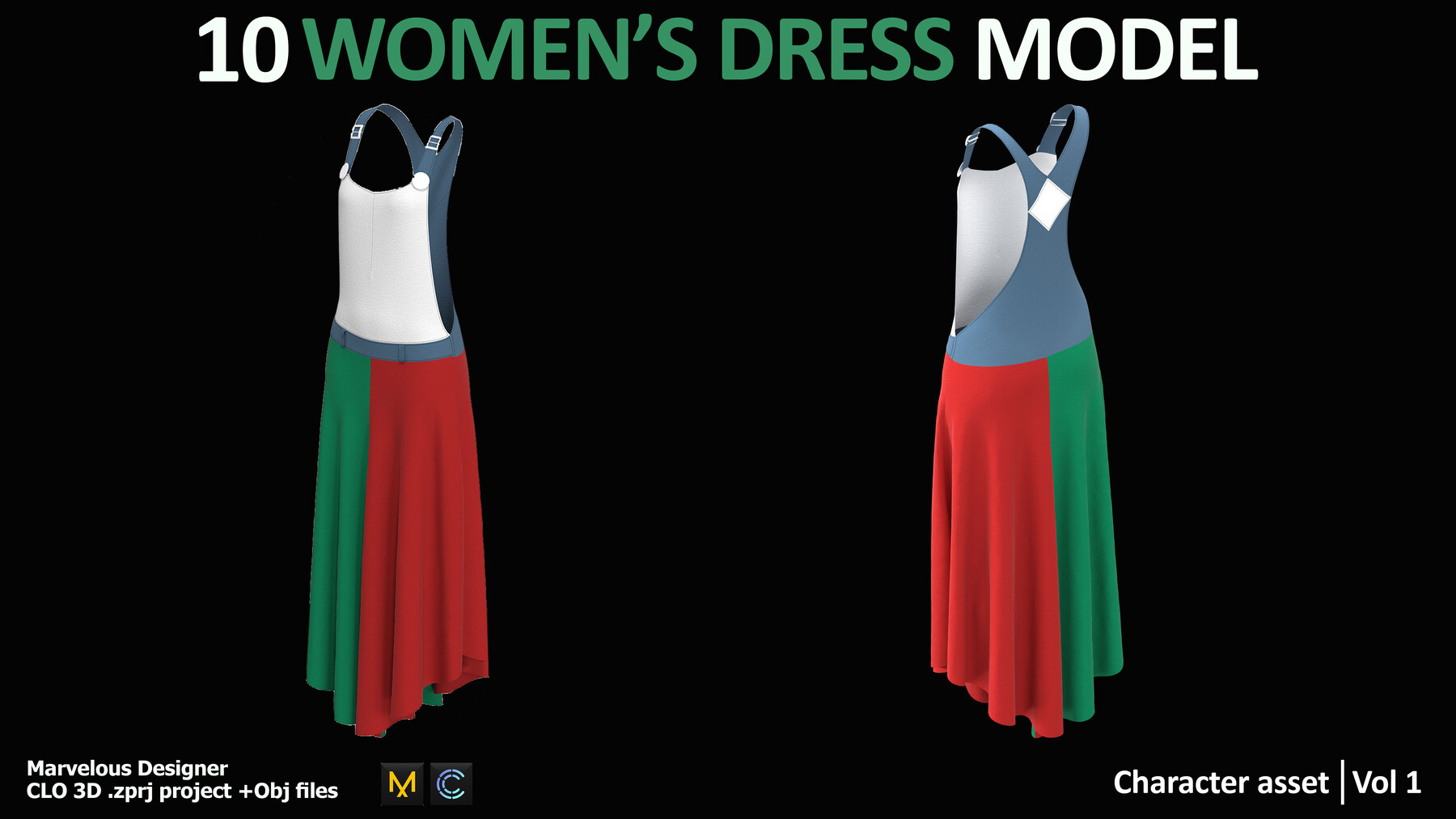 ArtStation - 10 WOMEN’S DRESS MODEL / Marvelous Designer / Clo3D+ ZPRJ ...