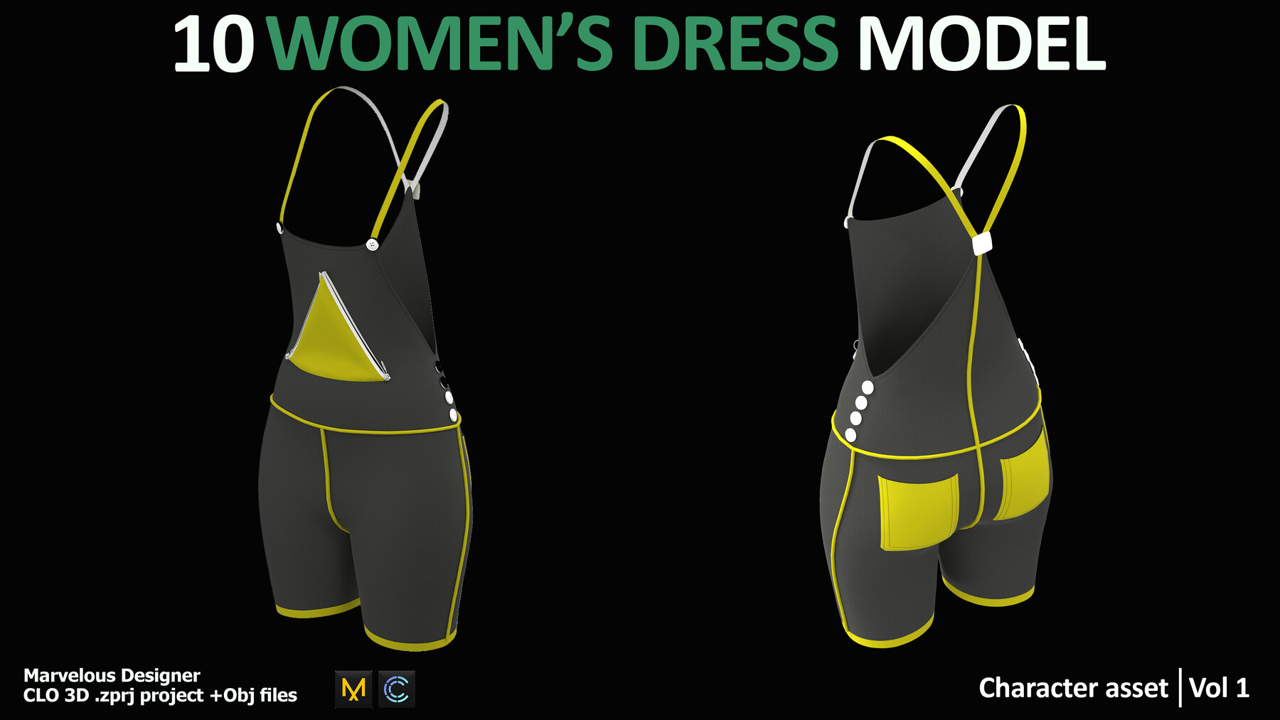 ArtStation - 10 WOMEN’S DRESS MODEL / Marvelous Designer / Clo3D+ ZPRJ ...