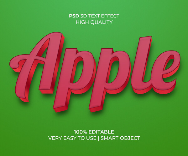 ArtStation - 3D Apple PSD fully editable text effect. Layer style PSD ...