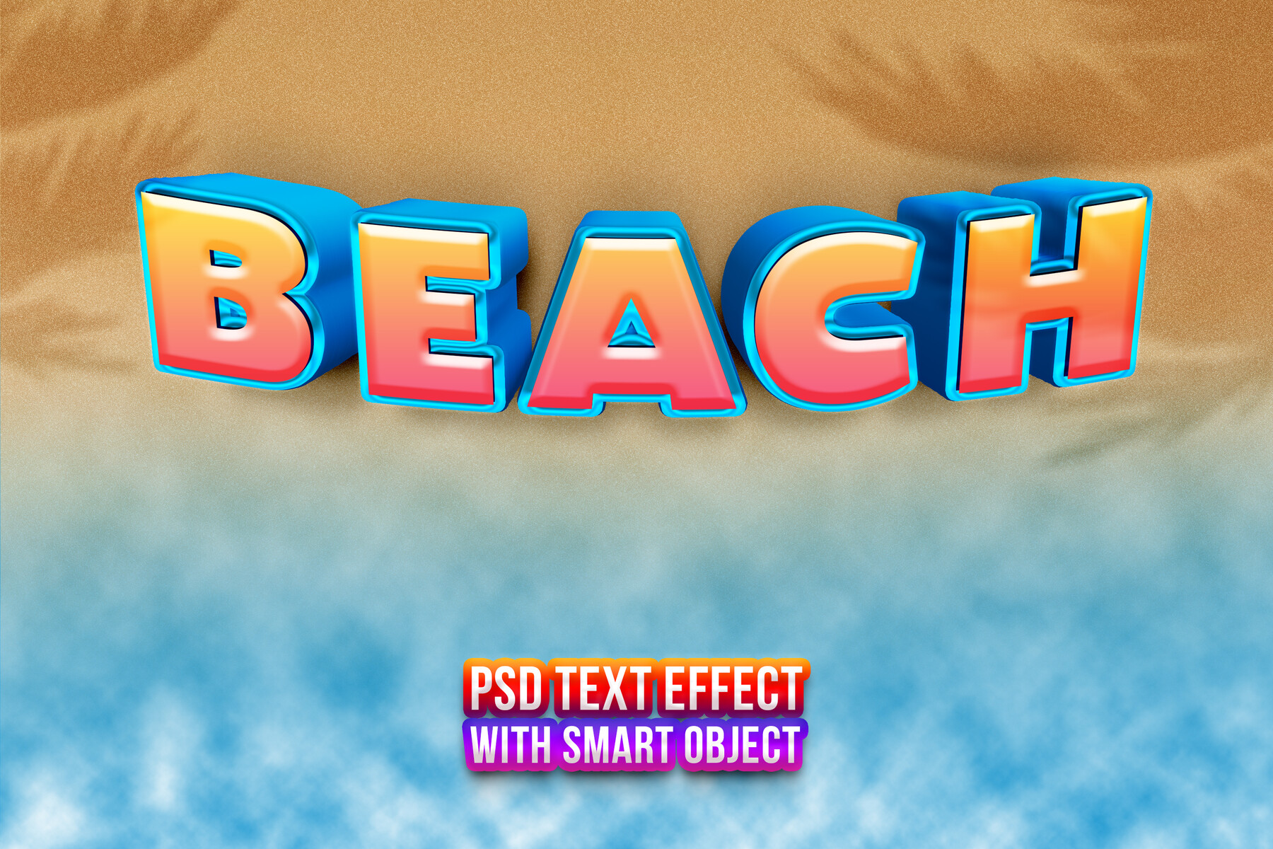 ArtStation - 3D Beach PSD fully editable text effect. Layer style PSD ...