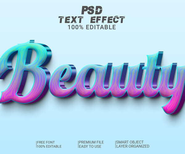 ArtStation - 3D Beauty PSD fully editable text effect. Layer style PSD ...