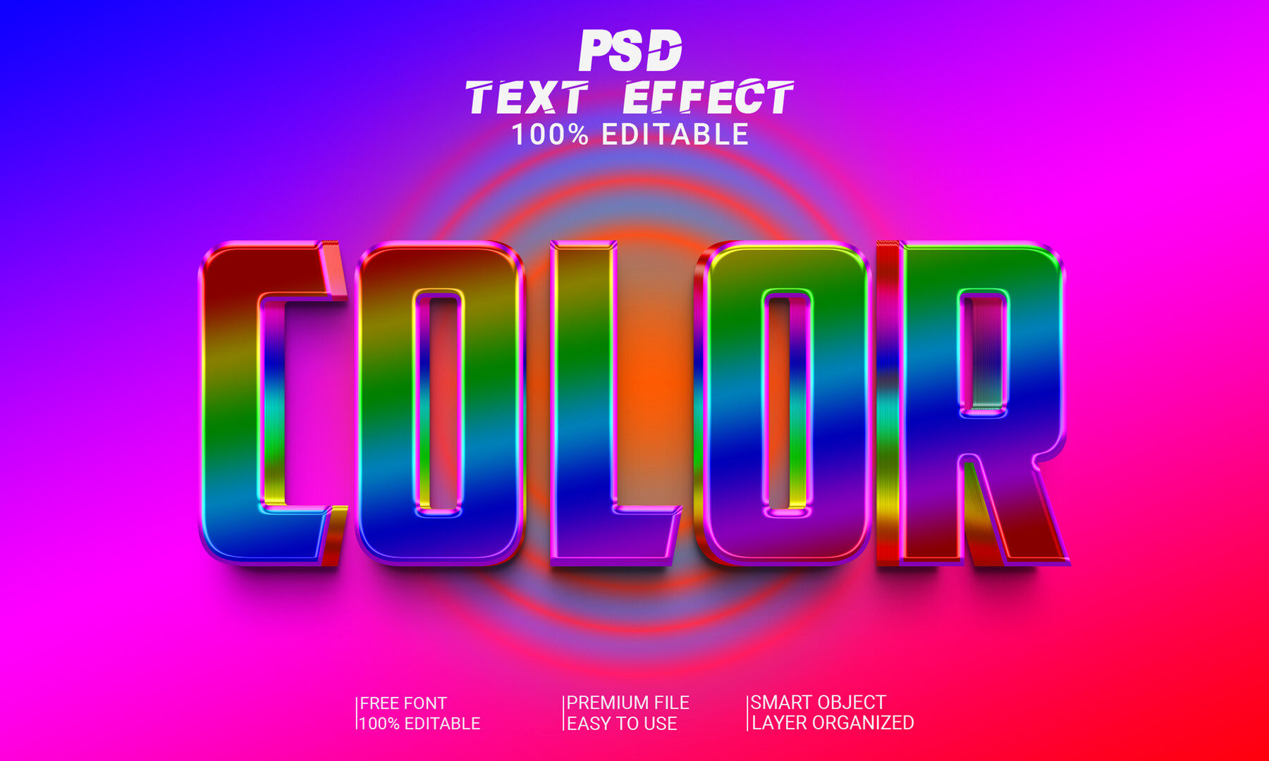 ArtStation - 3D Color PSD fully editable text effect. Layer style PSD ...