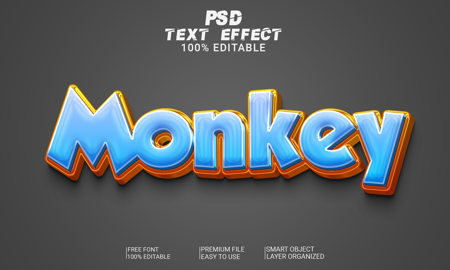 ArtStation - 3D Monkey PSD fully editable text effect. Layer style PSD mockup template. | Artworks