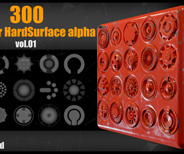 ArtStation - 300 Circluar Hardsurface Alpha_vol01 | Brushes