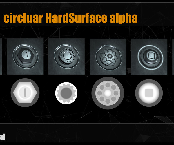 ArtStation - 300 Circluar Hardsurface Alpha_vol01 | Brushes