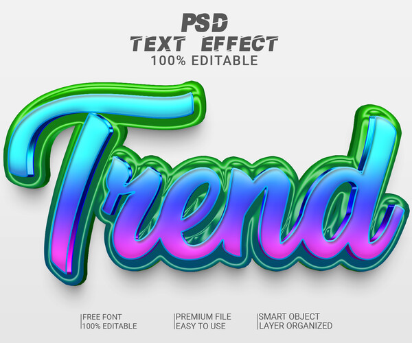 ArtStation - 3D Trend PSD fully editable text effect. Layer style PSD ...