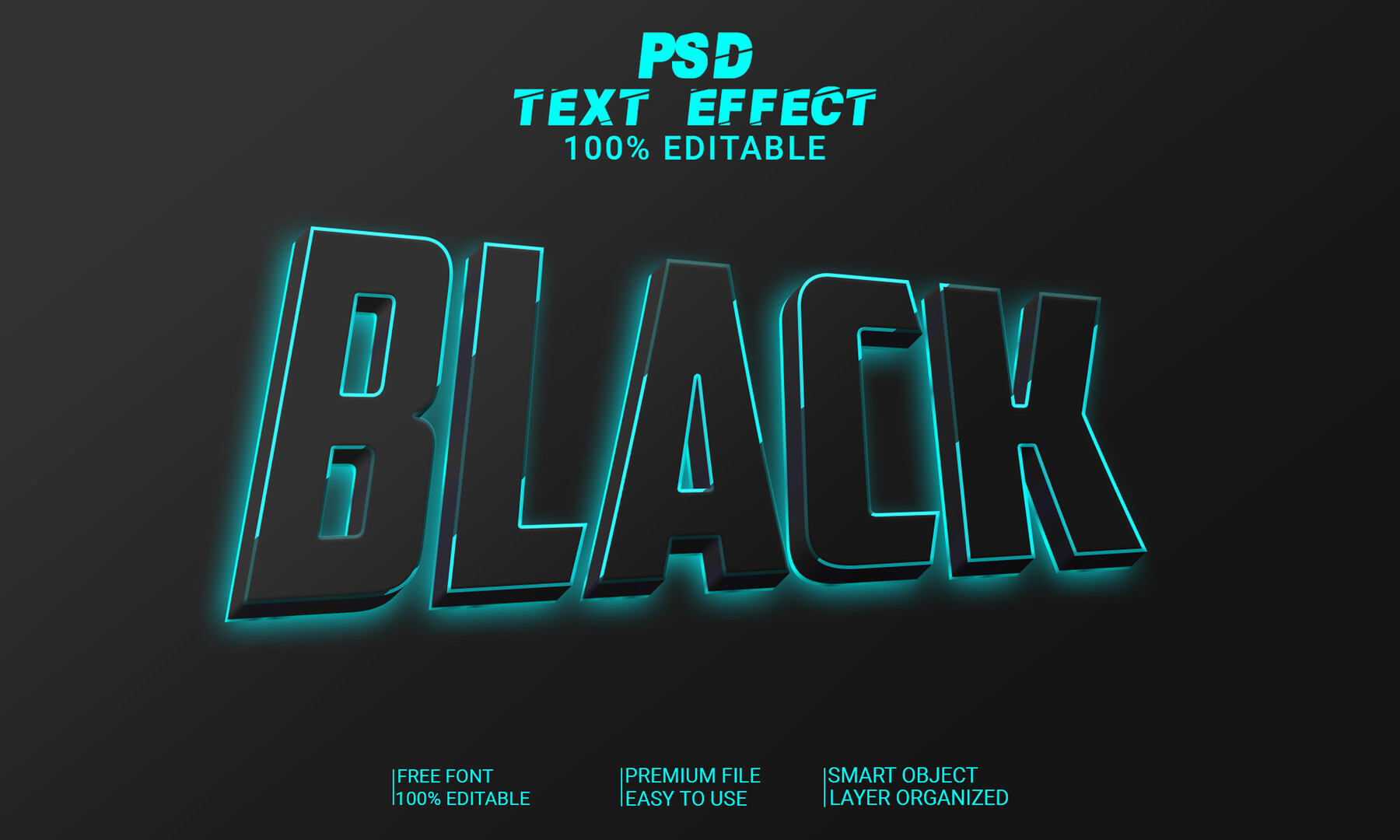ArtStation - 3D Black PSD fully editable text effect. Layer style PSD ...