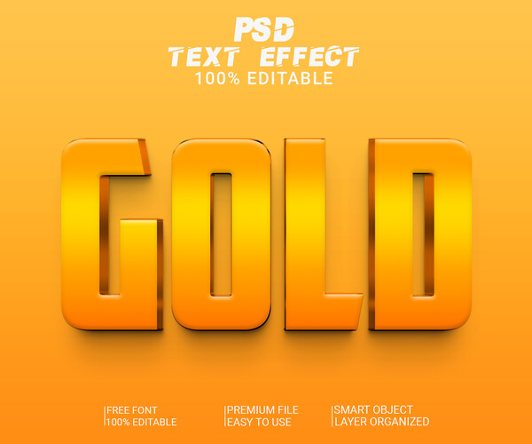 ArtStation - 3D Gold PSD fully editable text effect. Layer style PSD ...