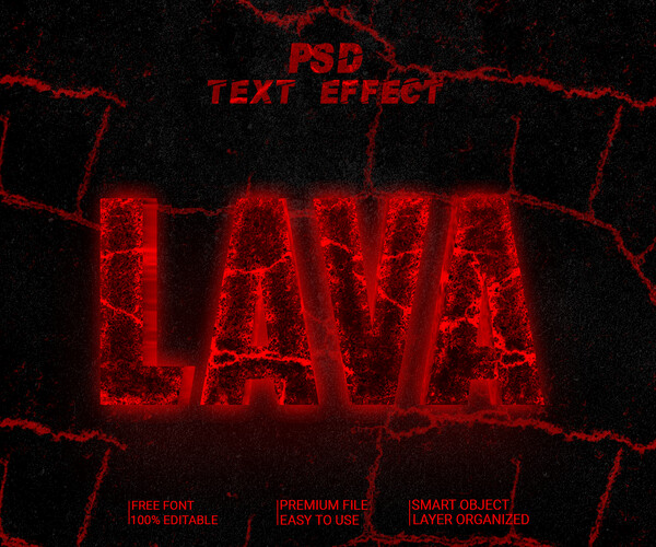 ArtStation - 3D Lava PSD fully editable text effect. Layer style PSD ...