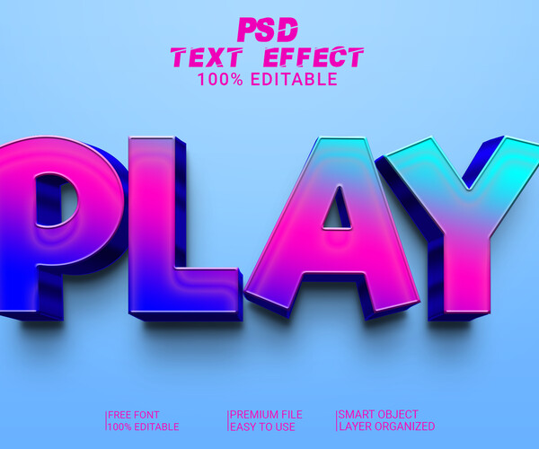 ArtStation - 3D Play PSD fully editable text effect. Layer style PSD ...