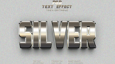 ArtStation - 3D Silver PSD fully editable text effect. Layer style PSD ...