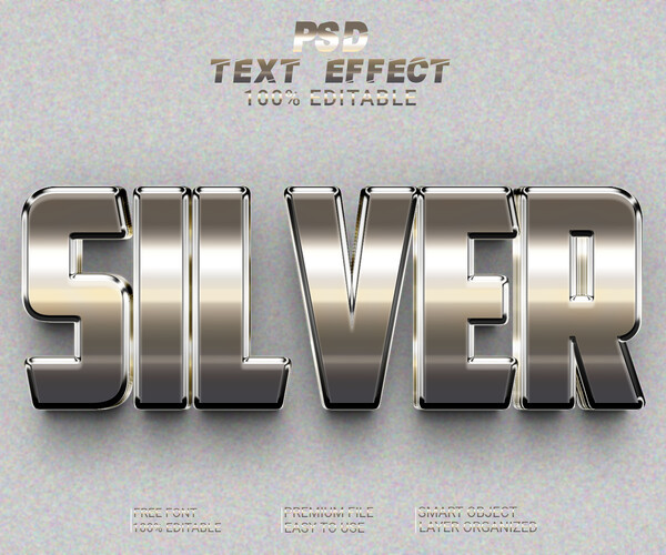 ArtStation - 3D Silver PSD fully editable text effect. Layer style PSD ...