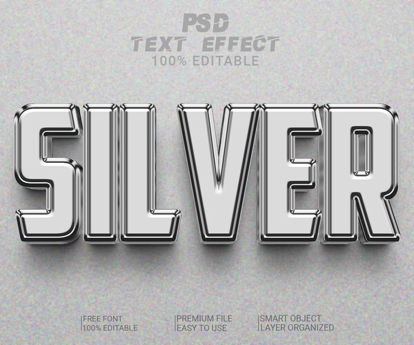 ArtStation - 3D Silver PSD fully editable text effect. Layer style PSD ...