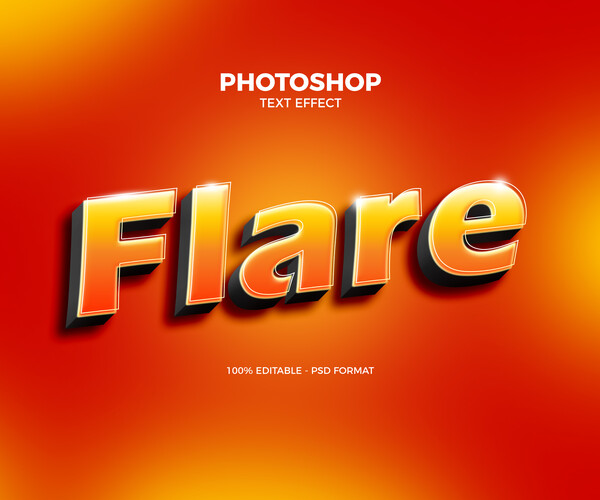 ArtStation - 3D Flare PSD fully editable text effect. Layer style PSD ...