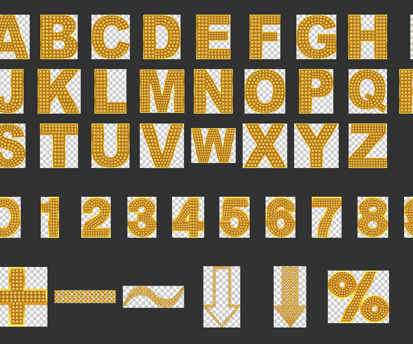 ArtStation - Sparkling diamond letters and numbers, PNG files, Golden letter set, golden style ...