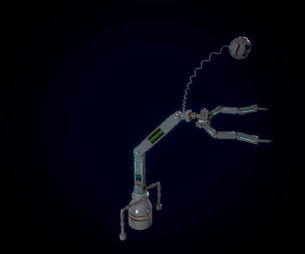 ArtStation - 3D model of scifi robot arm with light and monitor | Resources