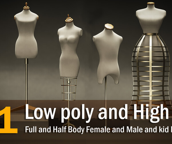 ArtStation - 81 Low poly and High Poly Mannequin 3D Models | Game Assets
