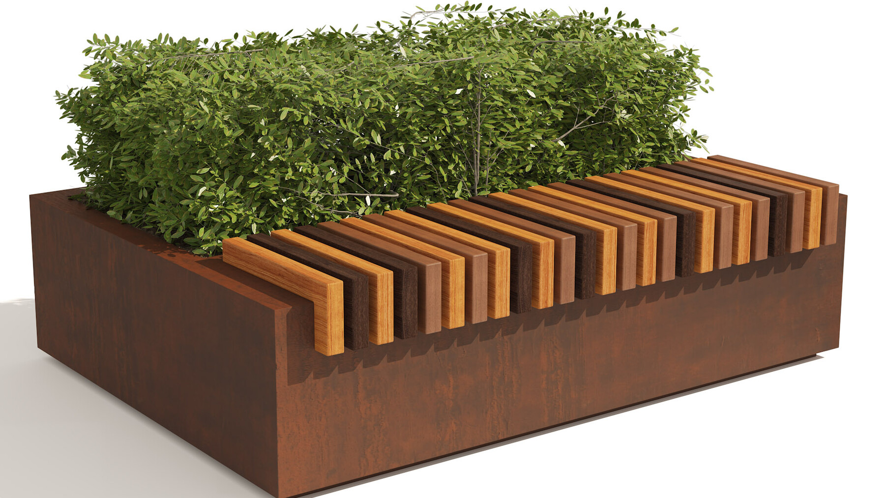 ArtStation - Wood bench with rectangular shape plant of Prunus ...