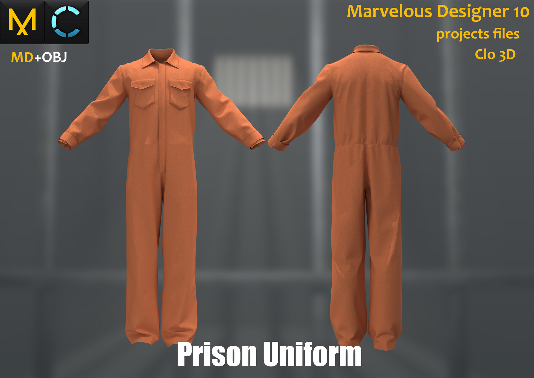 ArtStation - Prisoner Suit_Marvelous designer(Clo3d) project_MD file ...