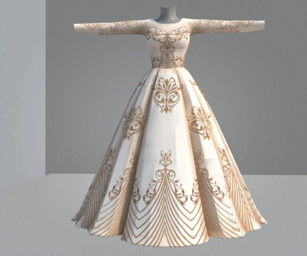ArtStation - Big waves fold dress dress cartoon clothing suits | Game ...