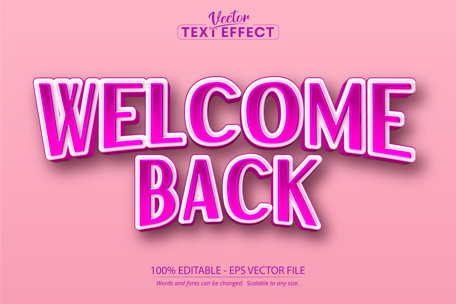 ArtStation - Welcome back text effect, editable cartoon text style ...